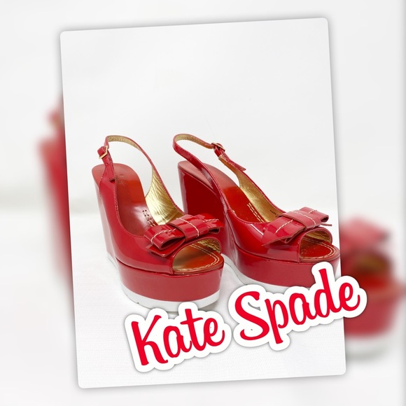 kate spade | Shoes | Kate Spade Red Paten Leather Platform Heels Euc ...